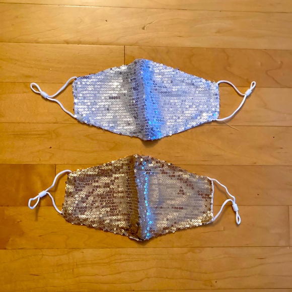 Accessories | 2pack Silver Gold Sequin Glitter Bling Face Masks | Poshmark
